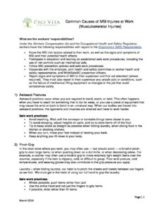 Common Causes of MSI Injuries at Work – WC | Pro Vita Care Management